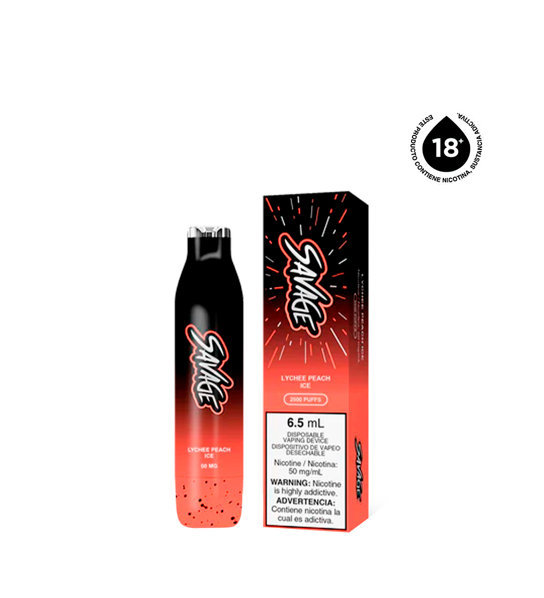 Savage Lychee Peach Ice 2500 puff* Lychee tropica Disposable Vape ...