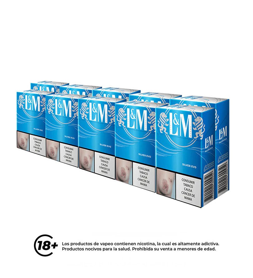 Cartón Medio Cigarrillo L&M Silver - 20 Cajetillas – Licores Medellín