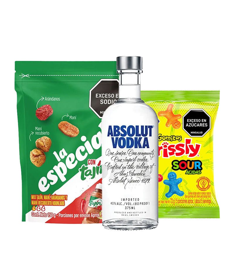 Combo Fin de Semana - Vodka Absolut, Maní La Especial, Gomitas Grissly ...