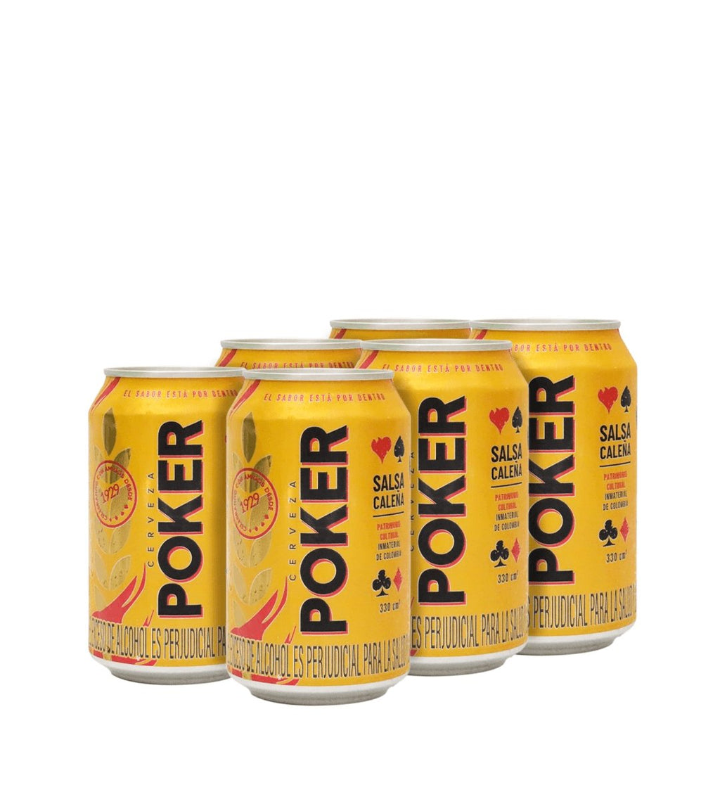 6 Pack Cerveza Poker Lata - 330cc - Licores Medellín