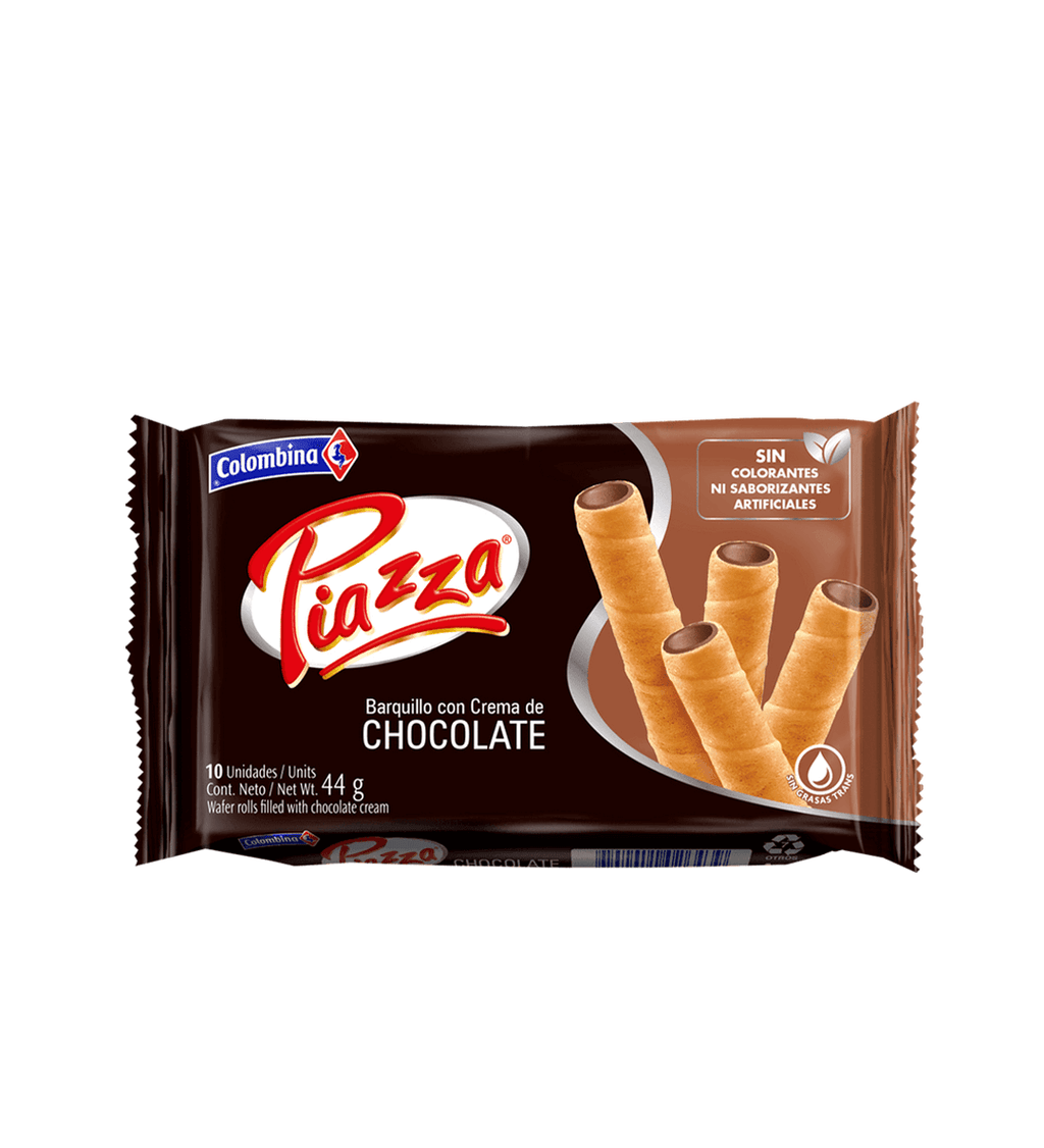 Barquillo Piazza Sabor Chocolate - 44g - Licores Medellín
